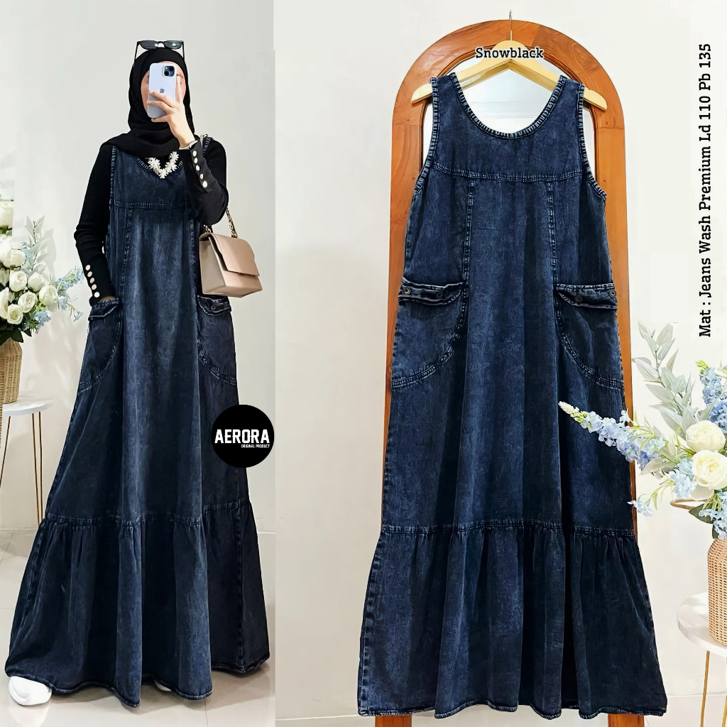 Jual Aerora Baju Kodok Olla Overall Overal Dress Rok Panjang Jeans ...