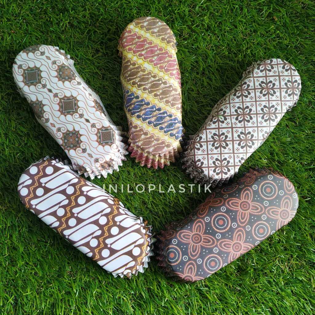 Jual [1pack] Paper Cup Case Roti motif Batik / Kertas Roti Eclair ...