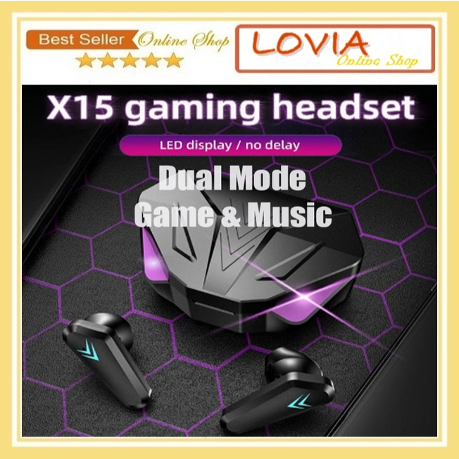 Jual TWS X15 Headset Music Gaming Earphone Bluetooth With LED Smart ...