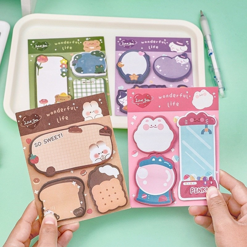 Jual Sticky Notes Lucu 3 IN 1 Tempelan Kertas Catatan 60 Lembar Notes ...