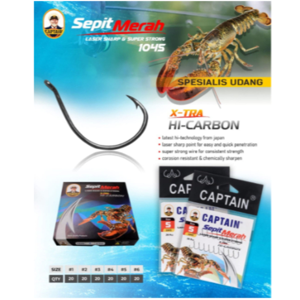 Jual Kail / Mata Pancing Captain Sepit Merah 1045 - Kail Udang | Shopee ...