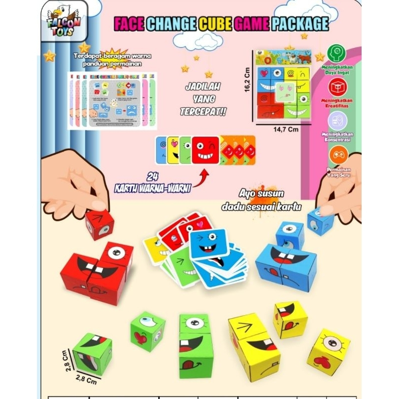Jual Mainan Susun Ekspresi Muka Puzzle Game Fun Game Family Game / Mainan Face Changing Cube ...