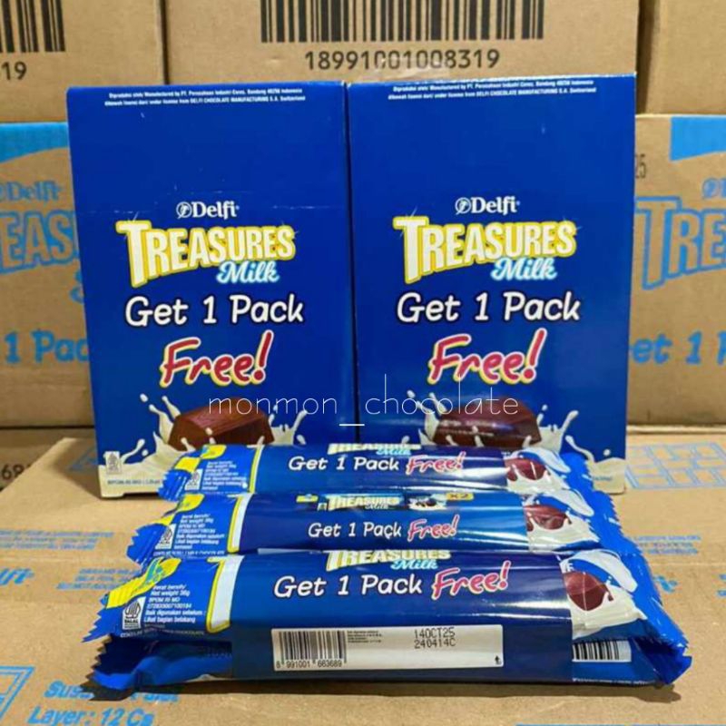 Jual Delfi Treasure Milk Chocolate isi 12 batang (48pcs) | Shopee Indonesia