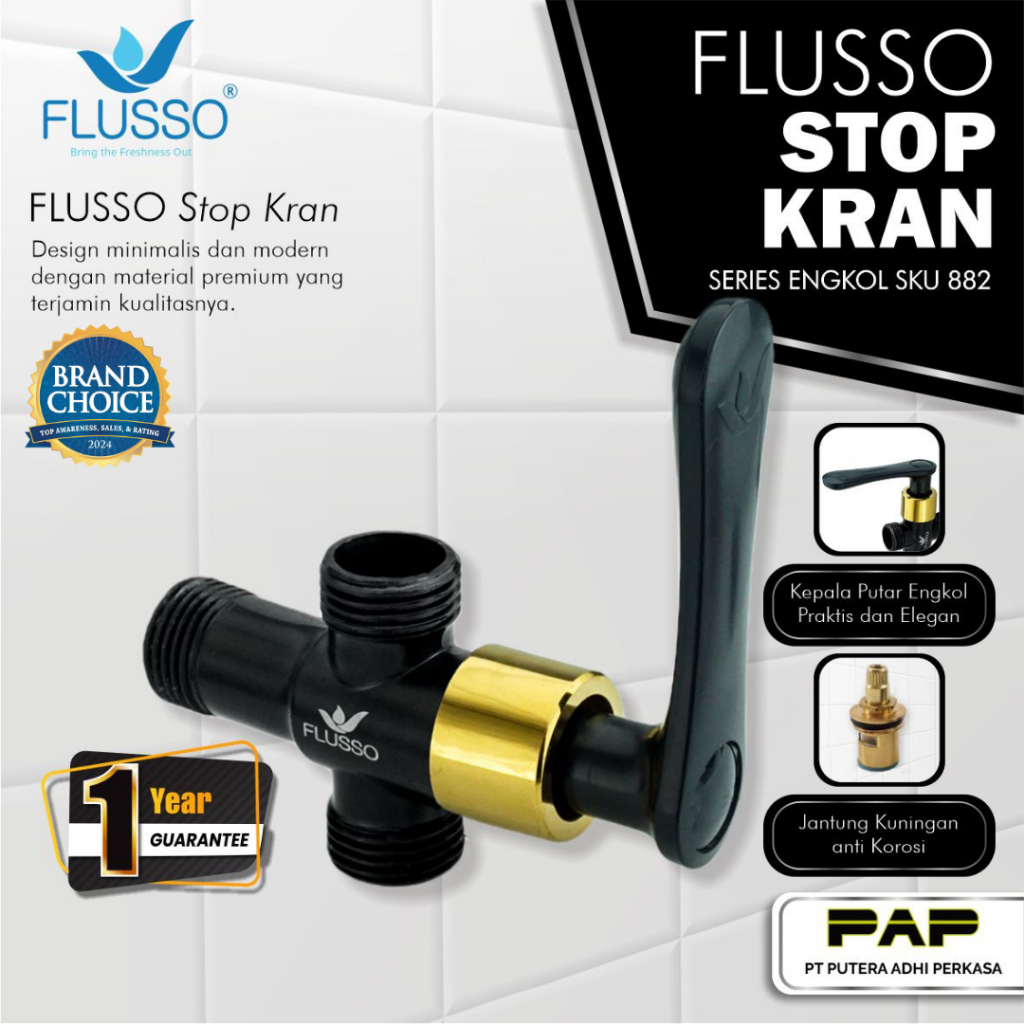 Jual Flusso Stop Kran Cabang Jet Shower Sambungan Selang Kloset WC ...