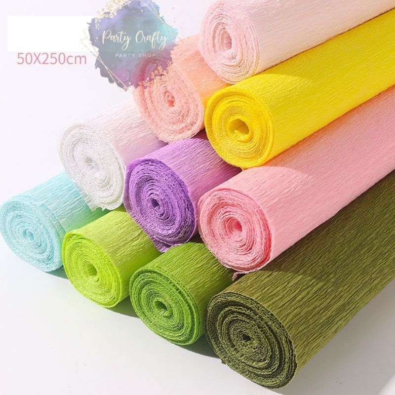 Jual KERTAS IMPORT/50x250 CM/KERTAS CREPES/KERTAS CREPE/TISSUE CREPE ...