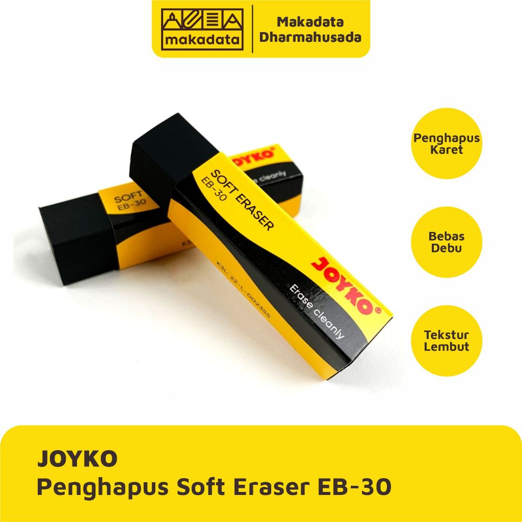 Jual ERASER | STIP | PENGHAPUS JOYKO EB-30 HITAM (1 PCS) | Shopee Indonesia