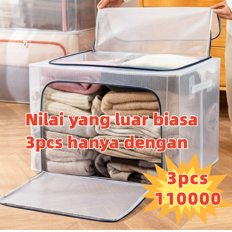 Jual Kotak Penyimpanan 66L 110L Storage Box Organizer Besar Lipat Transparant Large Box Storage ...