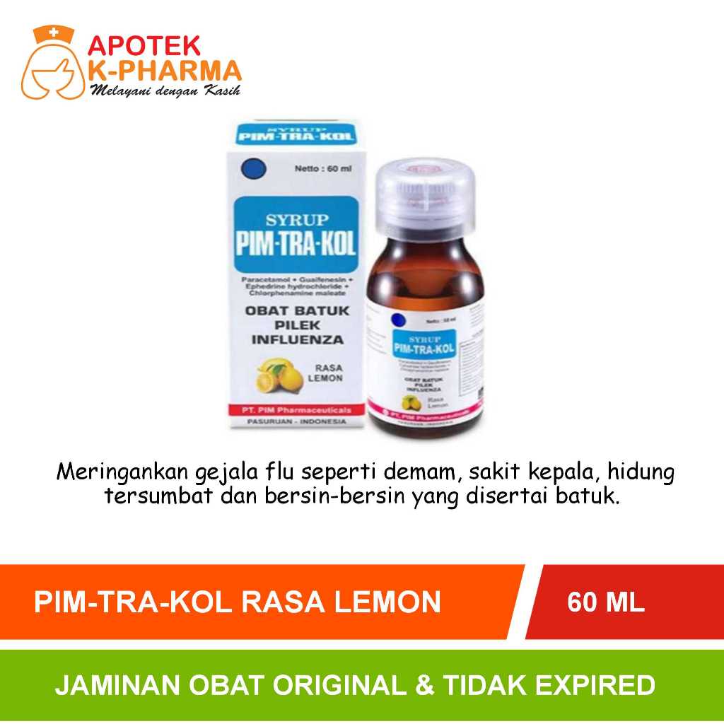 Jual Pim-Tra-Kol Rasa Lemon Isi 60ml Obat Original | Shopee Indonesia
