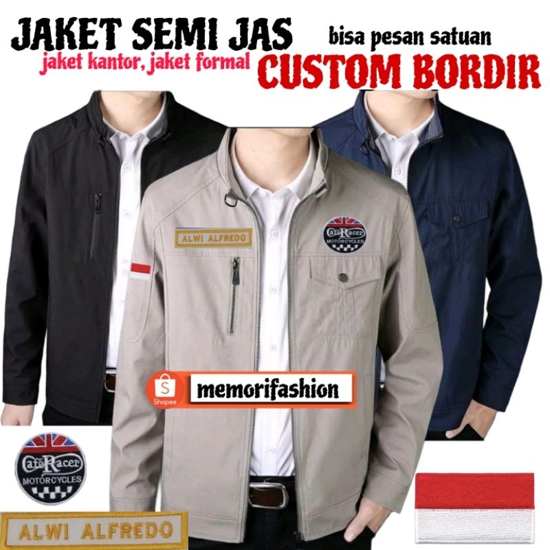 Jual JAKET SEMI JAS CUSTOM BORDIR SATUAN / JAKET KANTOR /JAKET FORMAL ...