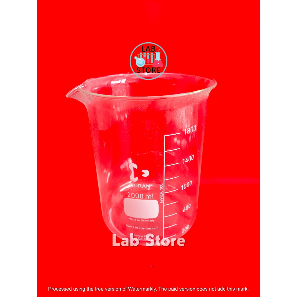 Jual Beaker / Beaker 2000ml Duran / Beaker Glass 2000ml / Gelas Kimia ...