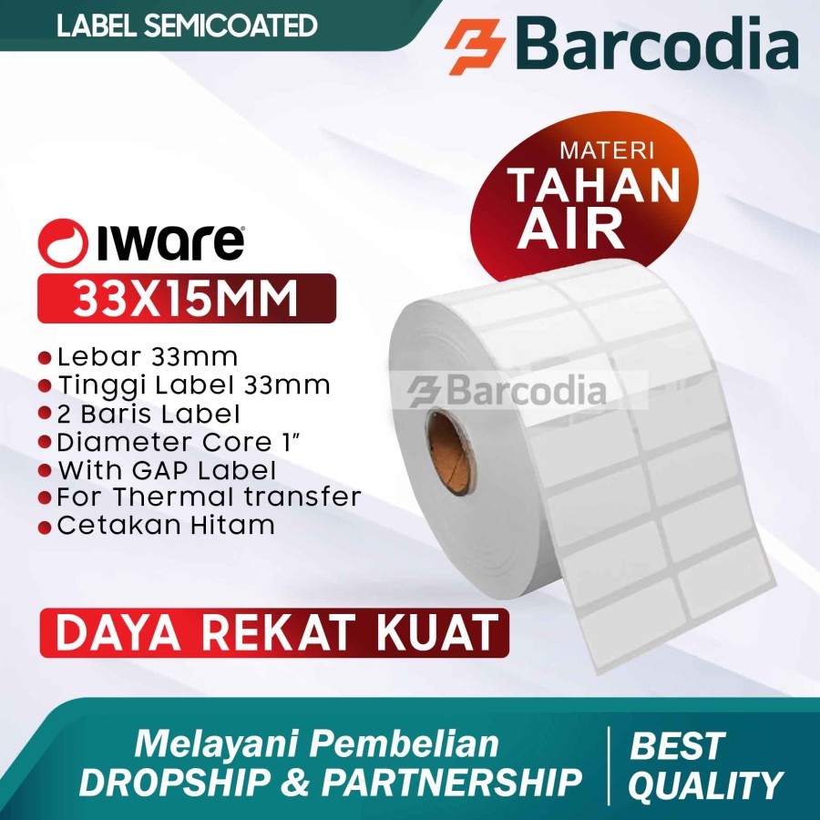 Jual Label Barcode 33 X 15 (2 LINE) Kertas Sticker Label SEMICOATED ...