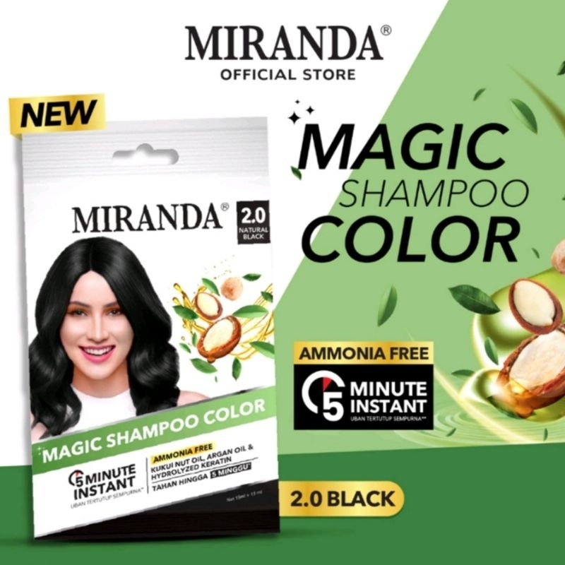 Jual MIRANDA Magic Hair Color Shampoo 30mL | Natural Black & Brown ...