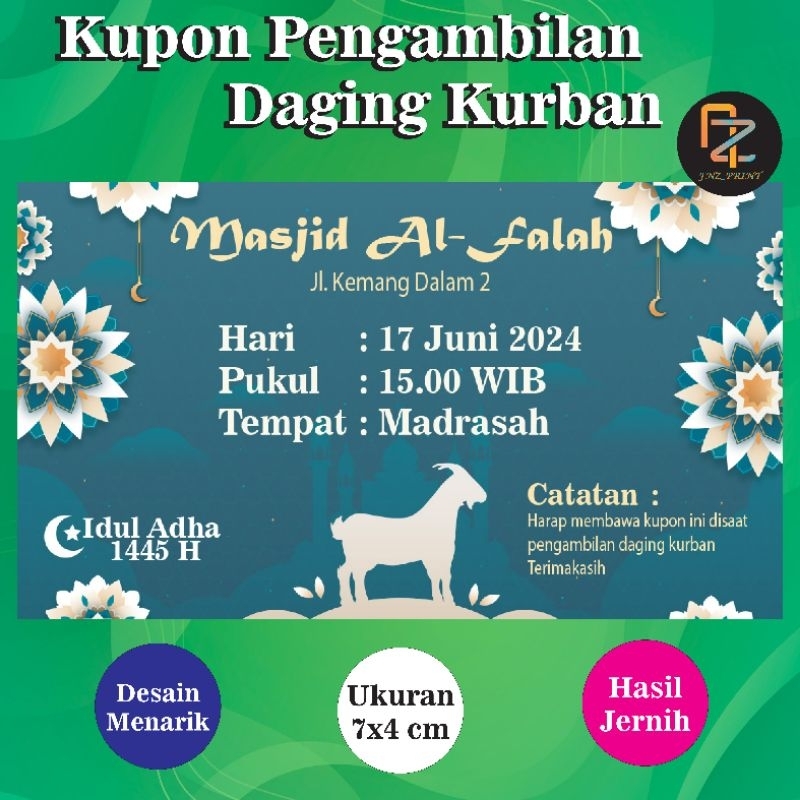 Jual Kupon Pengambilan Daging Kurban Idul Adha - Custom Kurban - Perpack isi 40pcs | Shopee ...