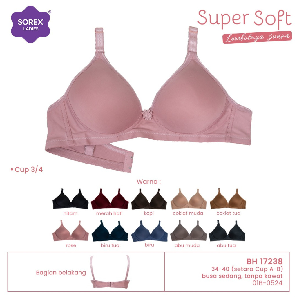 Jual Sorex Bra Tanpa Kawat Super Soft Busa Sedang Setara Cup A-B BH ...