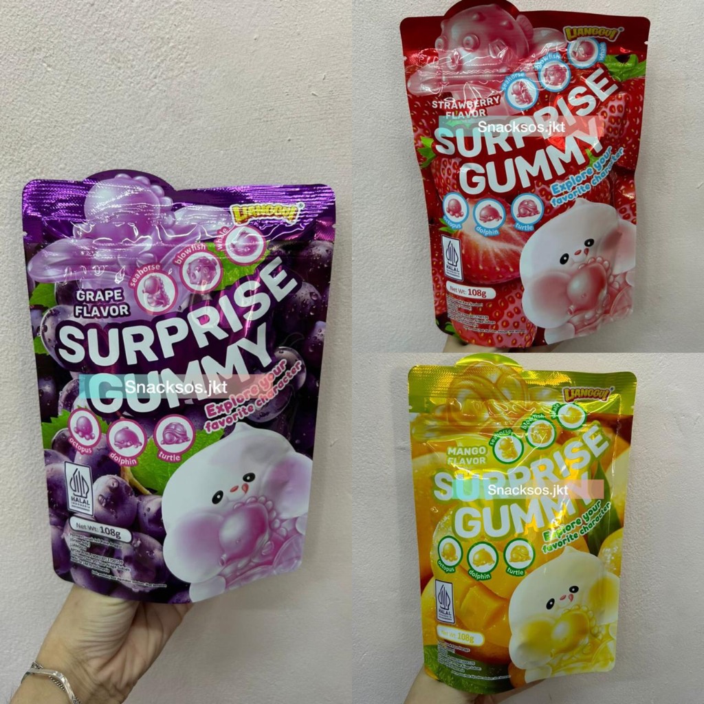 Jual LIANGGUI SUPRISE GUMMY GRAPE / STRAWBERRY / MANGO - JELLY | Shopee ...