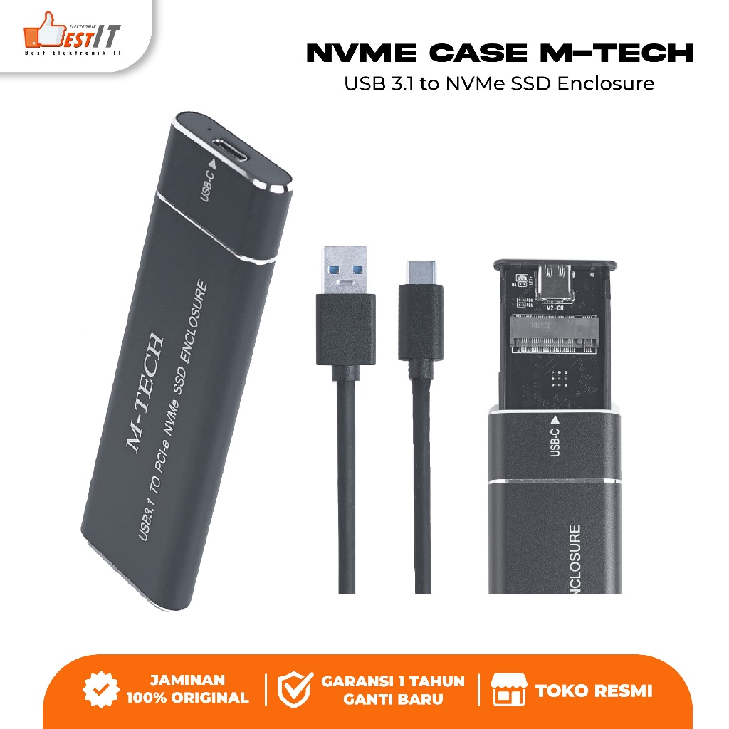 Jual Casing SSD NVME USB 3.1 Type C Case SSD Enclosure up to 10Gbps ...
