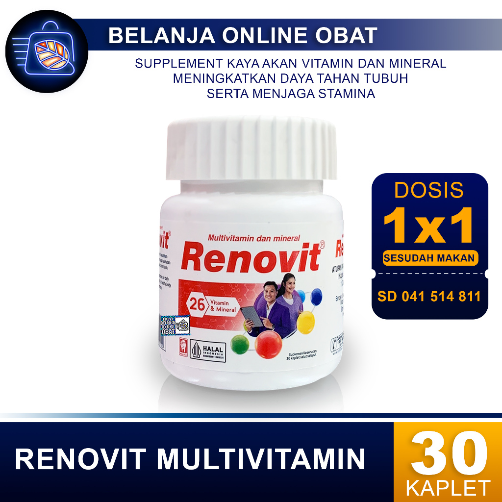 Jual RENOVIT MULTIVITAMIN & MINERAL 30'S | Shopee Indonesia