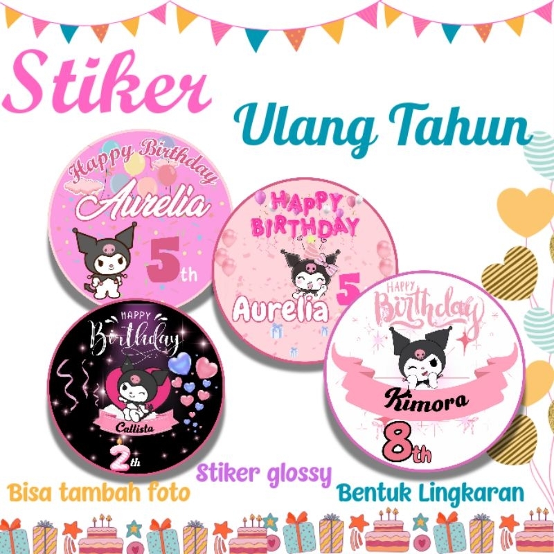 Jual Isi 24 pcs / Stiker ulang tahun Kuromi/label nasi bento/stiker ...
