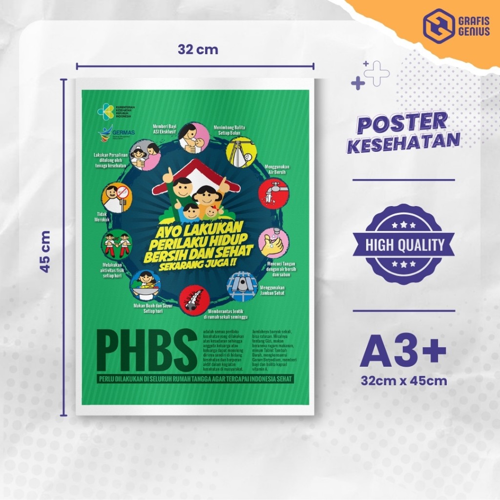 Jual Poster PHBS | Perilaku Hidup Bersih Sehat A3+ | Shopee Indonesia