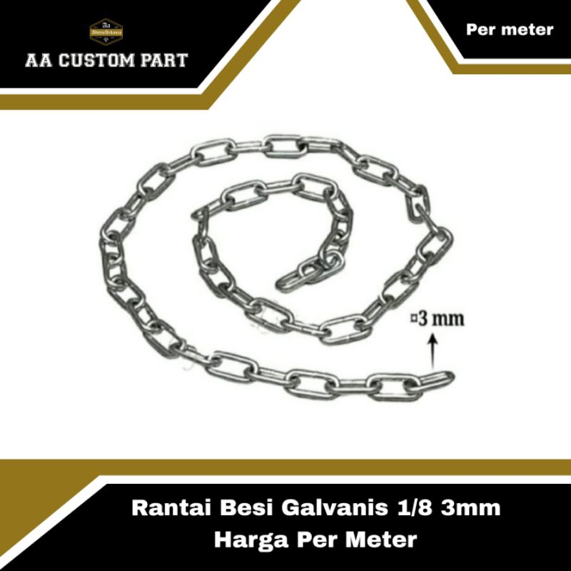 Jual Rantai Besi Galvanis 1/8 ukuran 3mm anti karat harga per meter ...