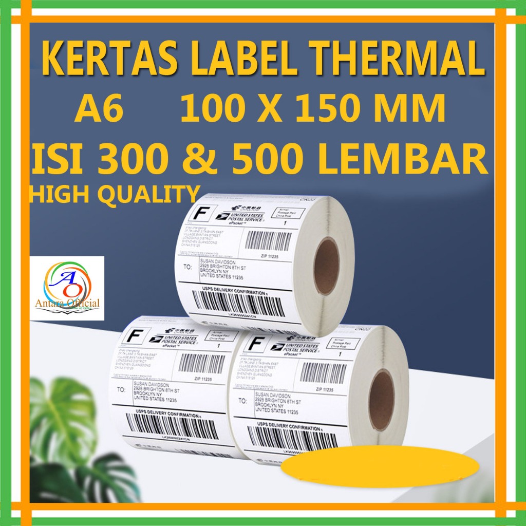 Jual Kertas Thermal Sticker A6 100x150 mm Label Printer Resi Barcode | Shopee Indonesia