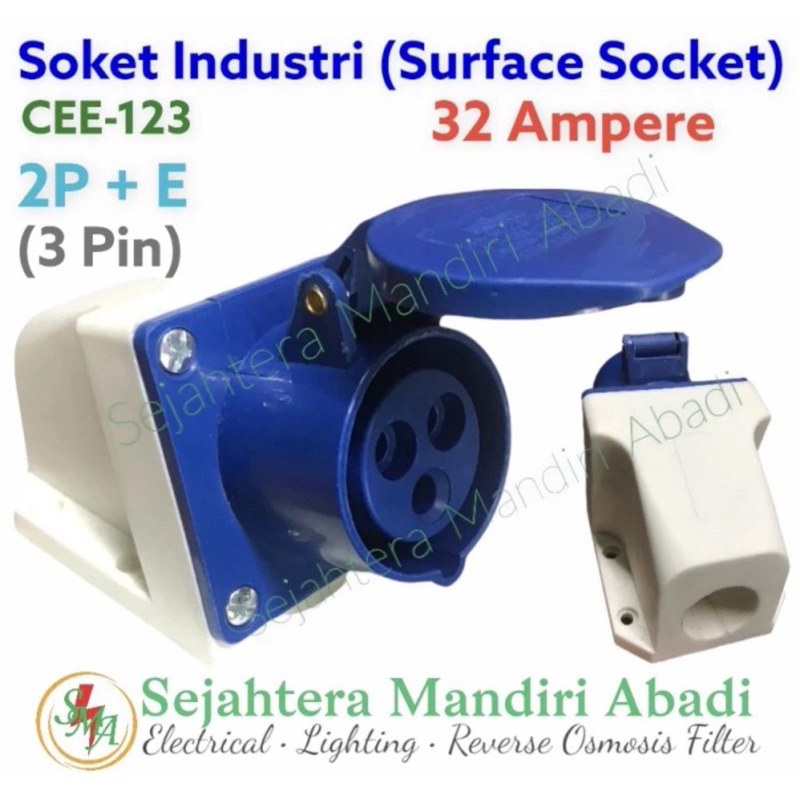 Jual Surface Socket 32A 3 Pin (2P+E) Soket Industri CEE123 | Shopee ...
