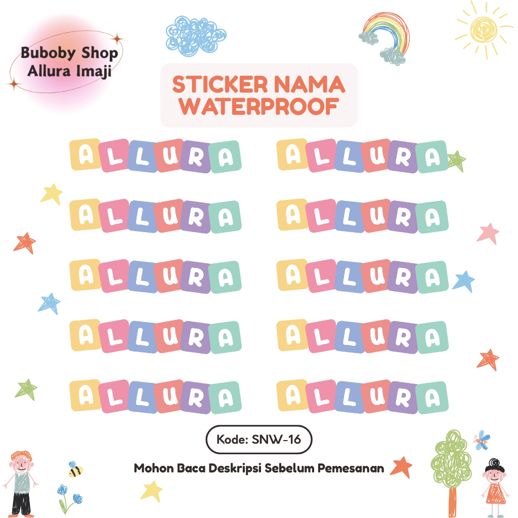 Jual Sticker Nama Waterproof SNW-16 | Shopee Indonesia