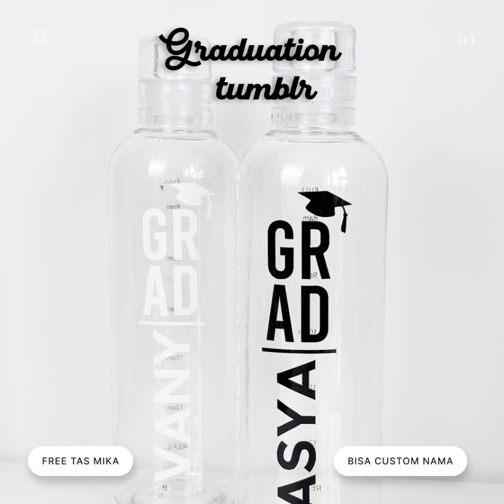Jual Tumblr water bottle aesthetic custom nama graduation | Botol ...