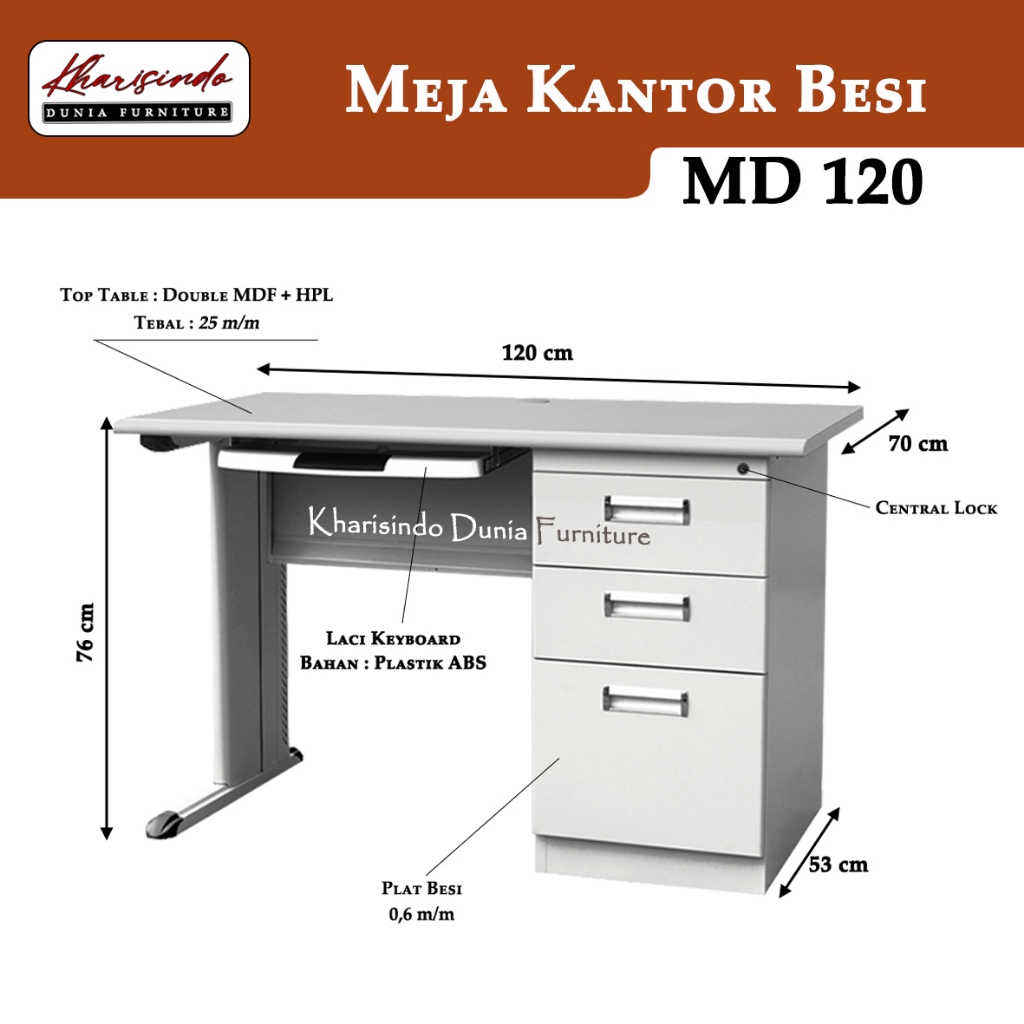 Jual MD 120 / Meja Kantor Besi/Meja Staff/Meja Kerja/Meja Karyawan/Meja ...