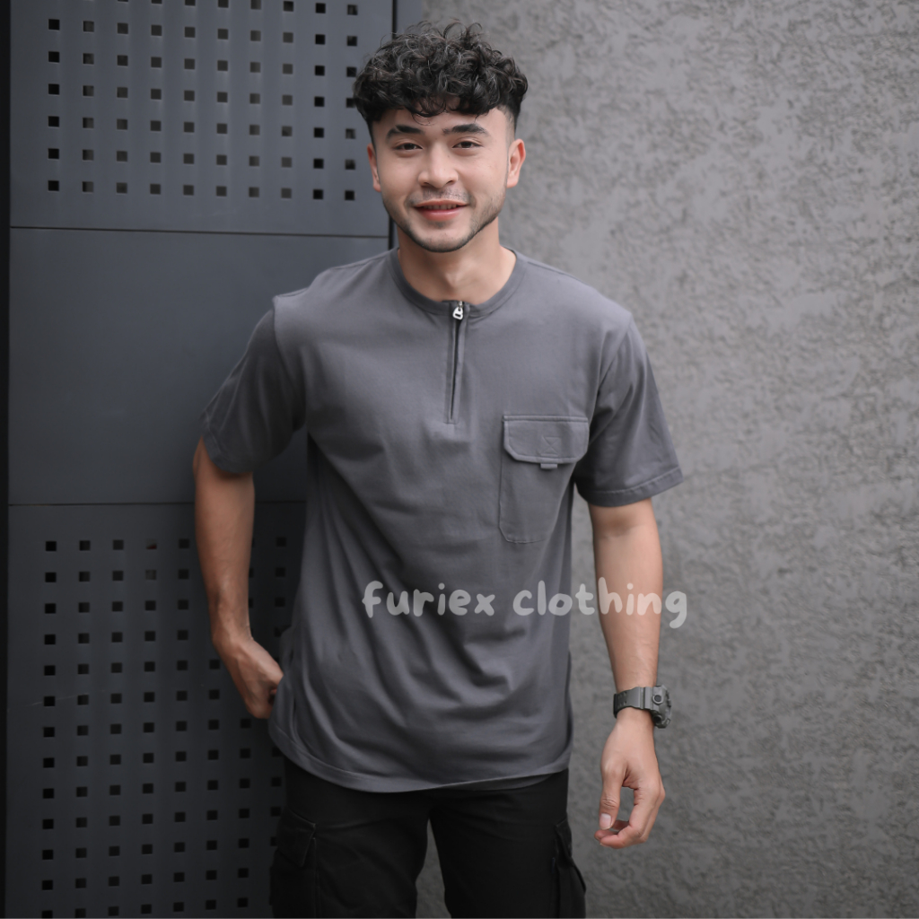 Jual Kaos Polos Pocket Zipper Tshirt Pocket Tees Baju Pocket Zipper ...