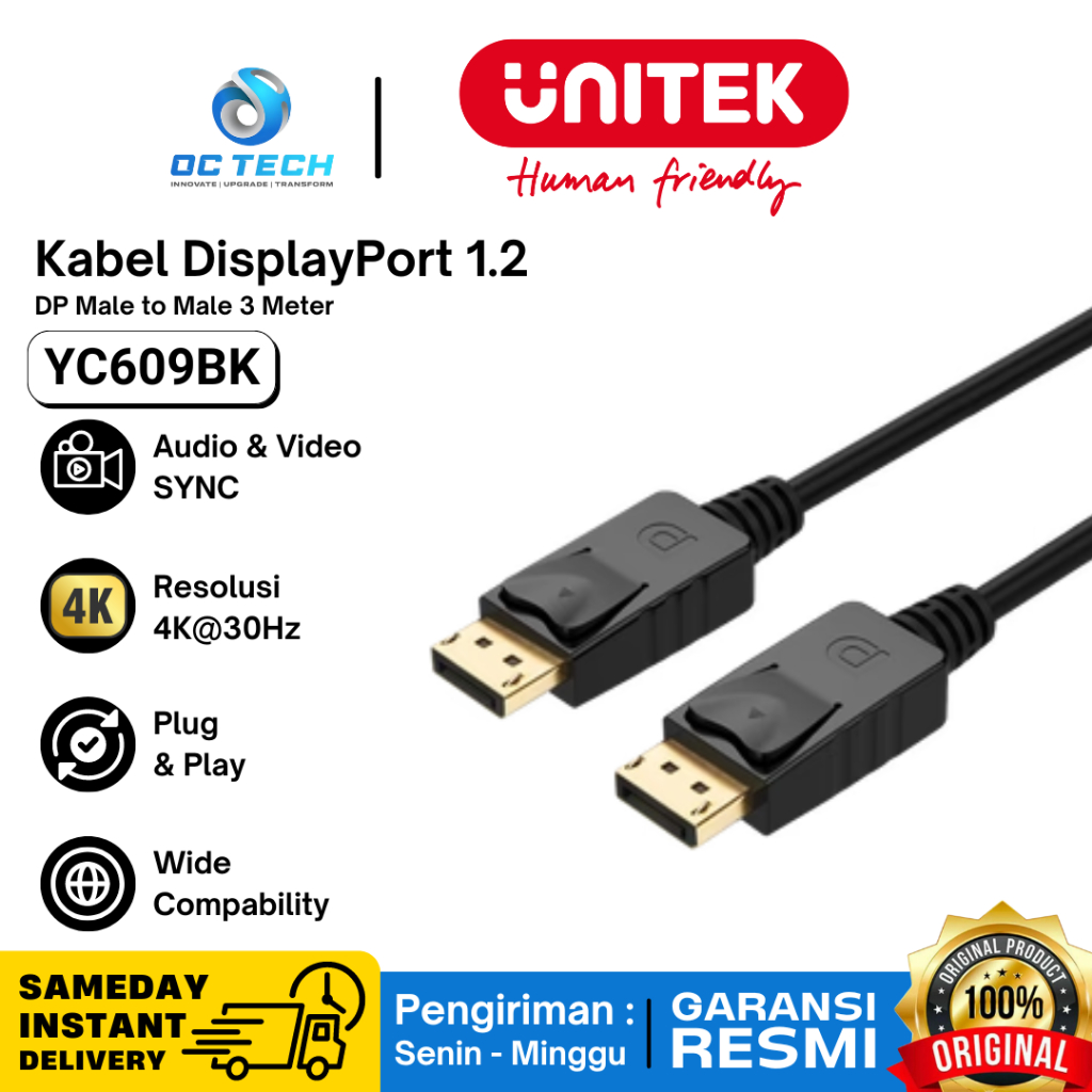 Jual Kabel DisplayPort male to male 1.2 Kabel DP 3M 3 Meter Kabel ...