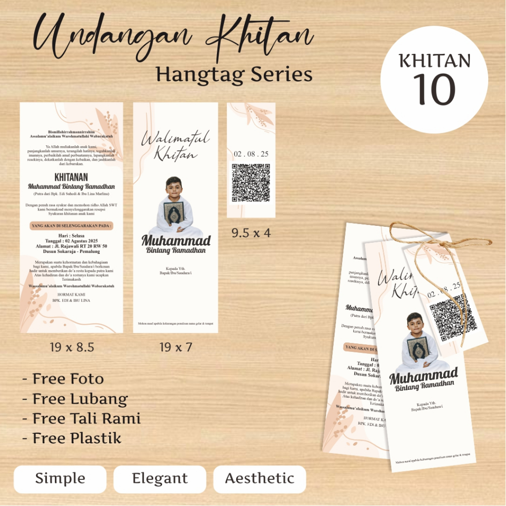 Jual Undangan Khitan Hangtag | Undangan Sunatan | Undangan hangtag ...