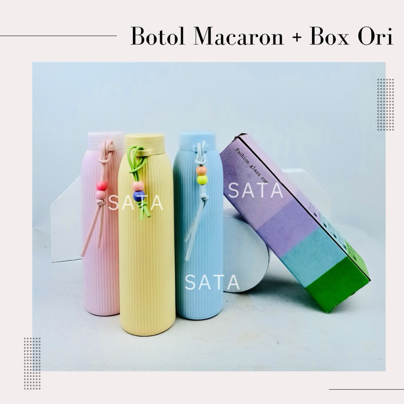 Jual (Minim 25pcs) Botol Minum Kaca Macaron BOX ASLI PABRIK / Botol ...