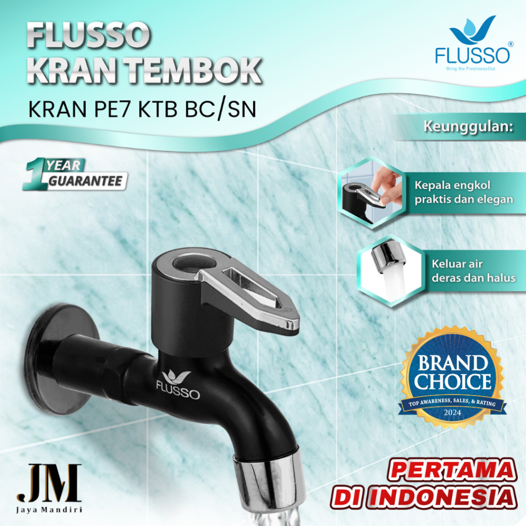 Jual Flusso Kran Air 1/2 Inch / Kran Tembok Hitam / Keran Air Black ...