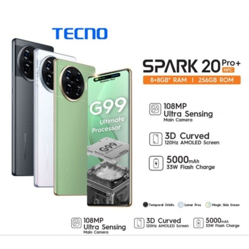 Jual Tecno Spark 20 Pro Plus 8/256GB -GARANSI RESMI Tecno Indonesia | Shopee Indonesia