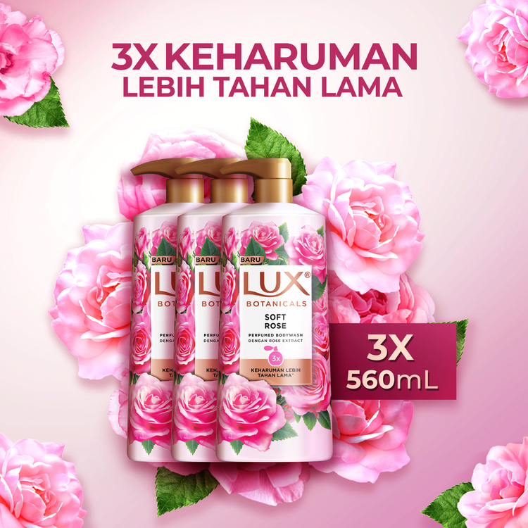 Jual Lux Botanicals Sabun Mandi Cair Soft Rose 580 mL x3 | Shopee Indonesia