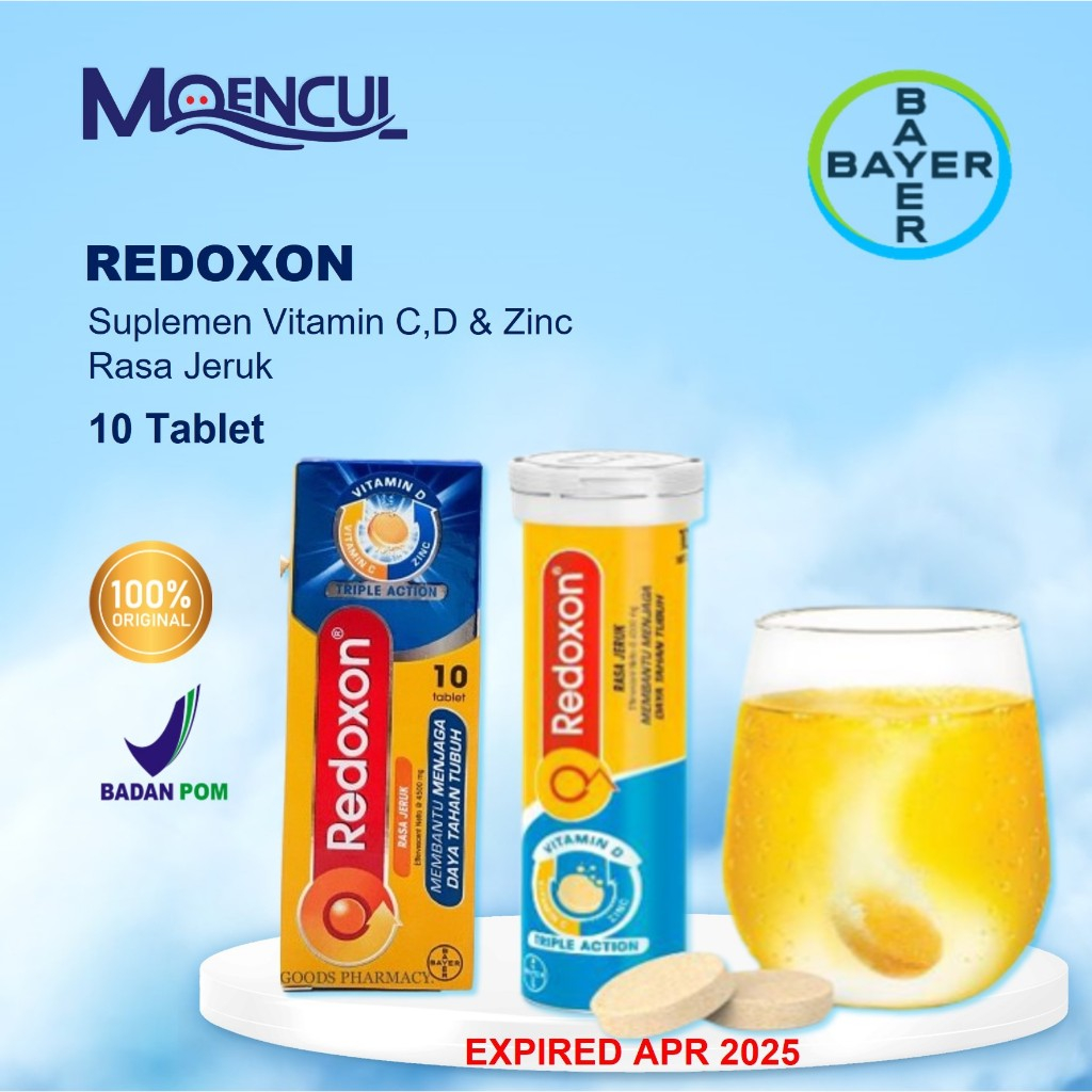 Jual Redoxon Vitamin C + Zinc Rasa Jeruk Isi 10 Tablet | Vitamin C, D ...