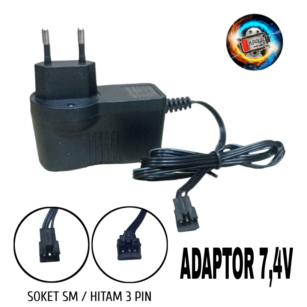 Jual Alat Cas / Adaptor Charger / Casan Bateai 7,4V SOKET SM / HITAM 3 ...