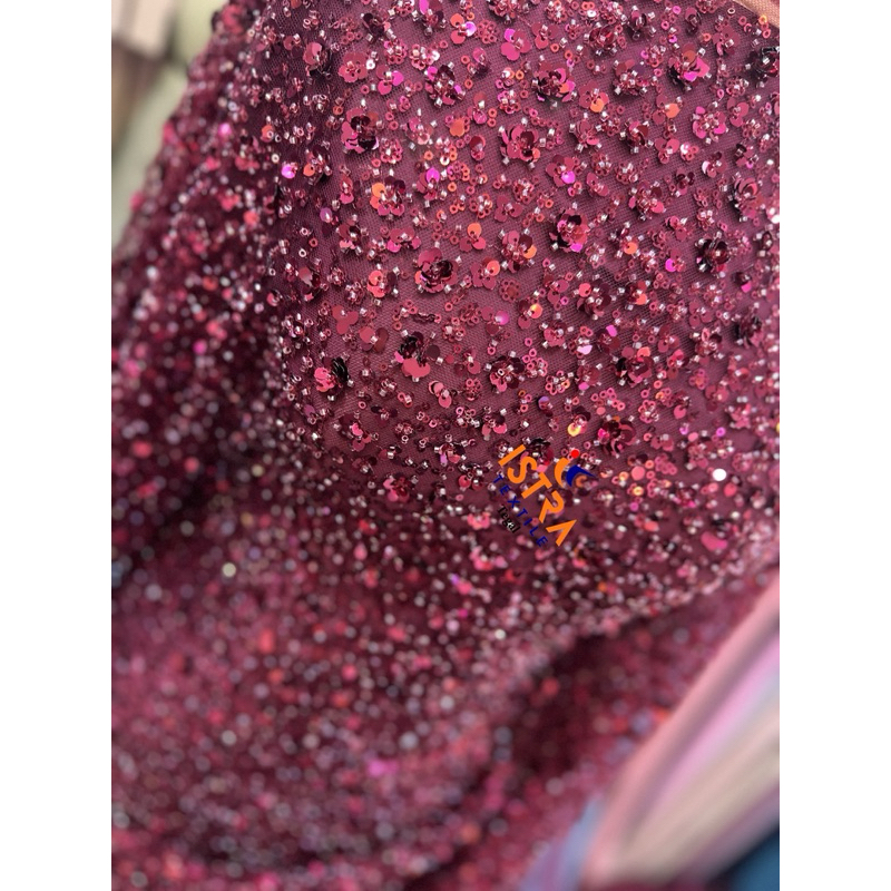 Jual Tulle/Tile/Tille Floren Full Payet Bunga Timbul Lace Beading ...