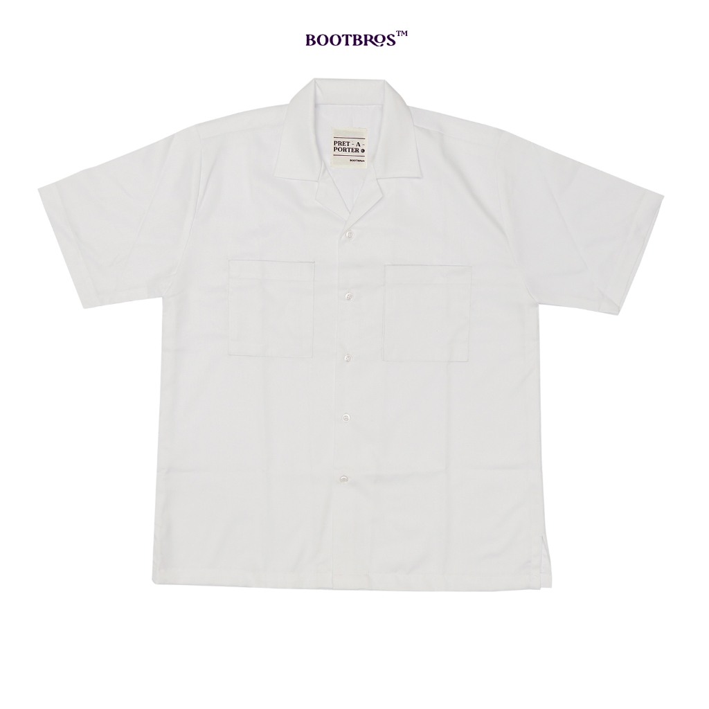 Jual Bootbros PREPPY - Kemeja Putih Polos Lengan Pendek Saku Dua Depan ...