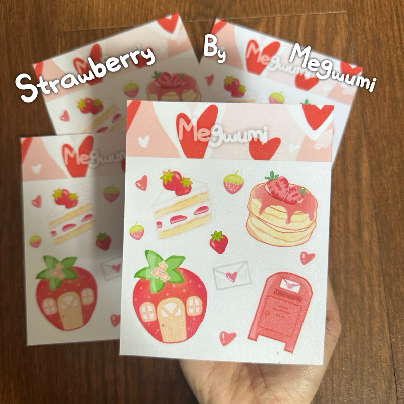 Jual megwumi - Strawberry shortcake glitter sticker sheet kiss cut ...