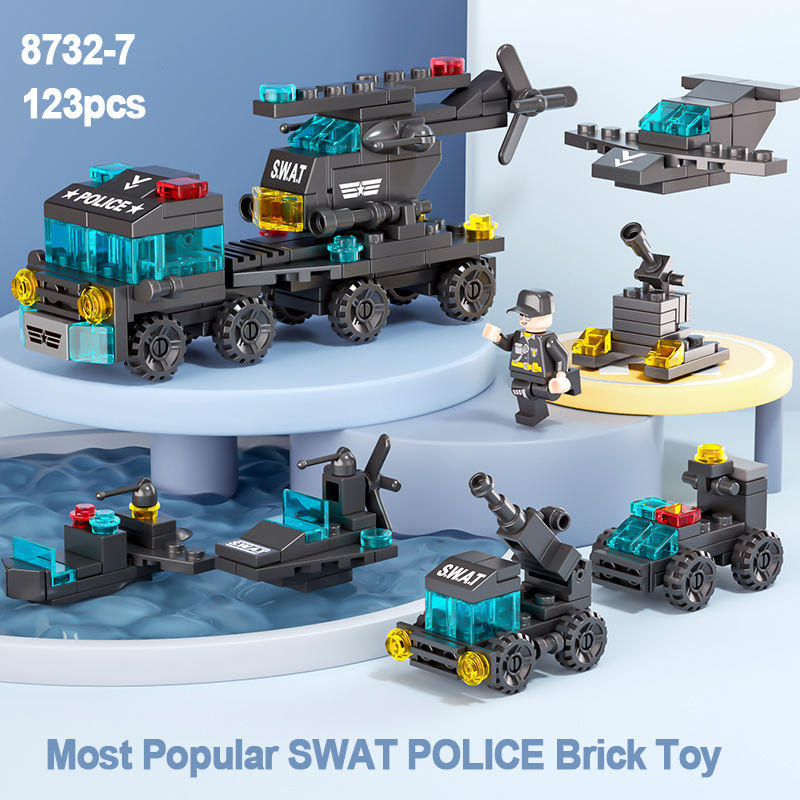 Jual Mainan Balok Susun Mobil Tiger Polisi SWAT 6in1 - 123 Bricks | Shopee Indonesia