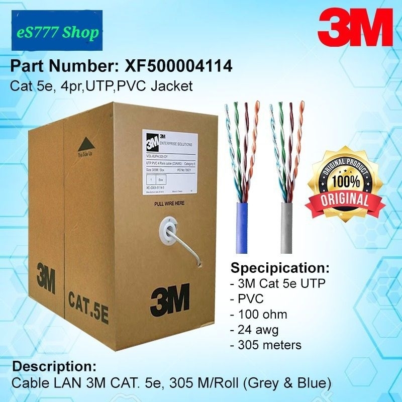 Jual 3M kabel cat5e UTP Kable Cat 5e UTP original Cable utp cat5e Merk ...