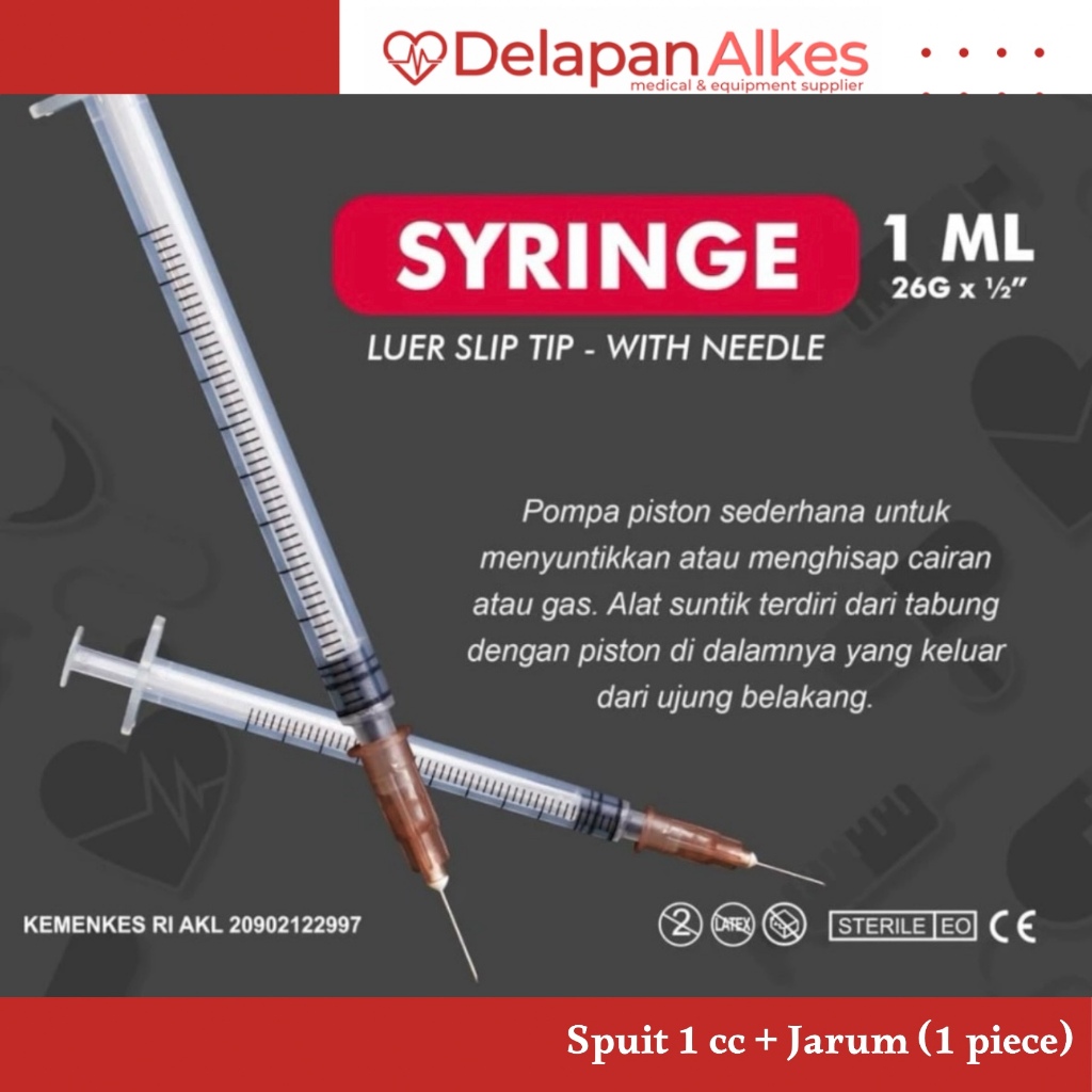 Jual OneHealth Spuit 1 cc + Jarum Pcs Satuan Syringe 1cc Suntikan Alat ...