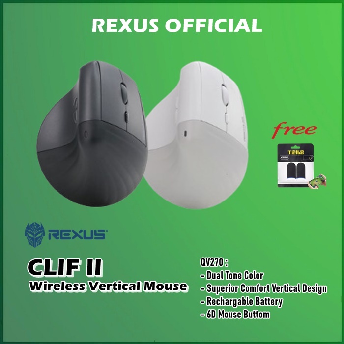 Jual Rexus Clif II QV270 Vertical Mouse Wireless Dual Mode Connection ...