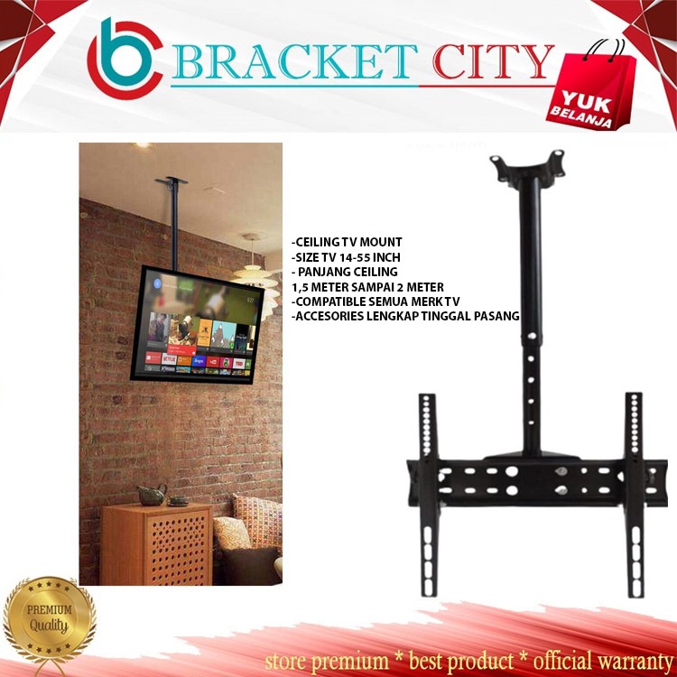 Jual Bracket tv gantung plafon/bracket ceiling tv 24-65 inch | Shopee ...
