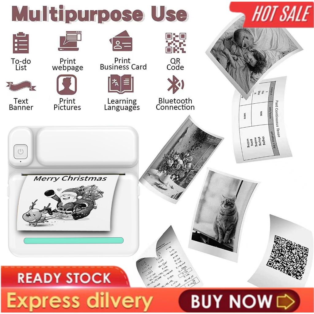 Jual Portable Mini Label Printer Photo Thermal Adhesive Labels Printers ...