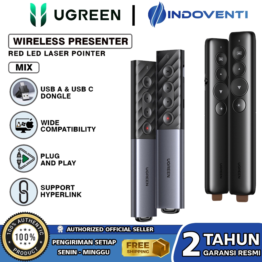 Jual UGREEN Laser Pointer Wireless Presentation Remote Control Presentasi Untuk Komputer laptop ...