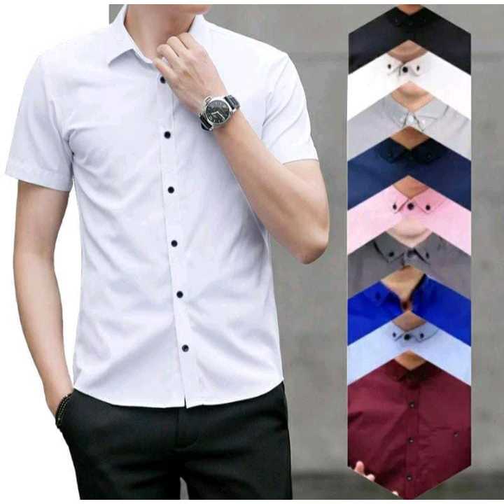 Jual Kemeja Polos Pria Lengan Pendek Slimfit Casual Formal Kerja Distro Premium, Hem Cowok Polos ...