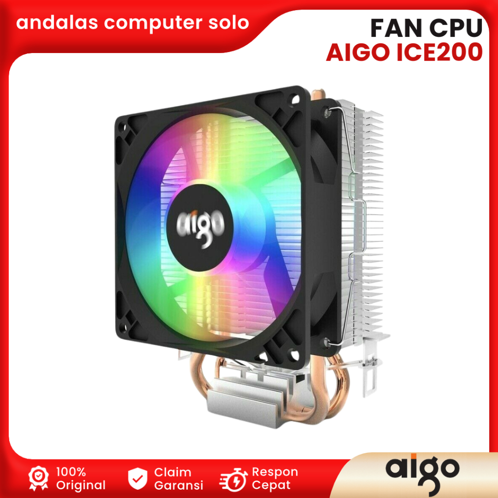 Jual FAN COOLER CPU RGB Aigo Ice200 CPU COOLER DUAL HEAT PIPES CPU FAN ...